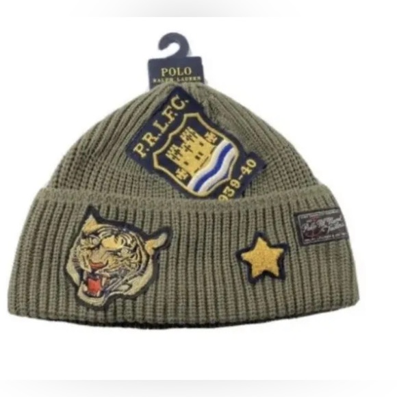 Polo Ralph Lauren | Accessories | Polo Ralph Lauren Tiger Patch Naval Tailors Knit Beanie Cap ...